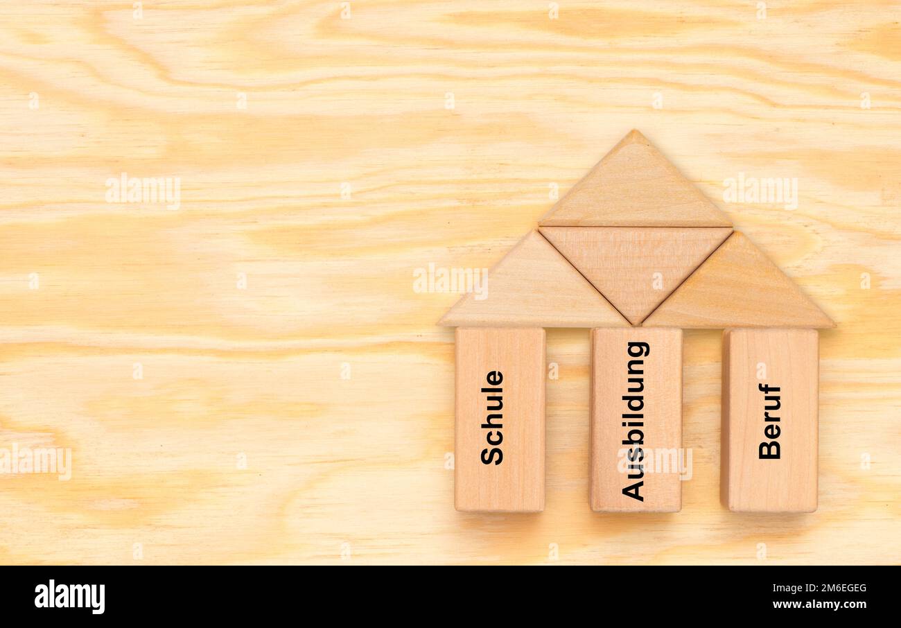 Pillars of education with school, apprenticeship and profession Stock ...