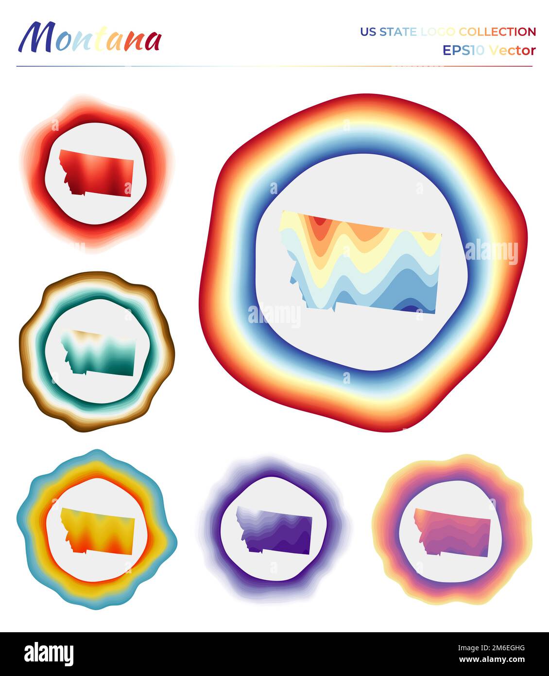 Montana logo collection. Colorful badge of the us state. Layers around ...