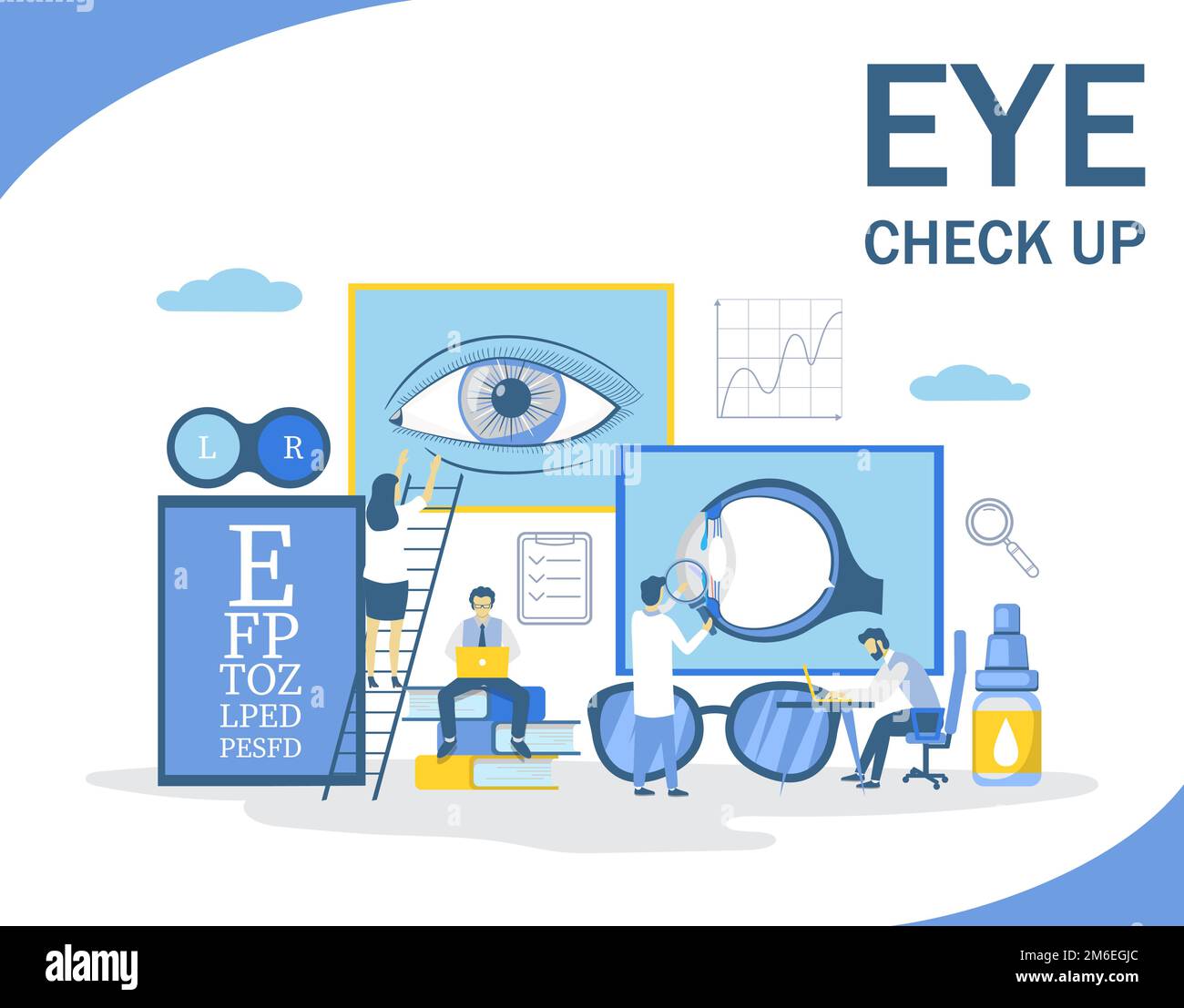 Eye check up, vector flat style design illustration Stock Vector Image ...