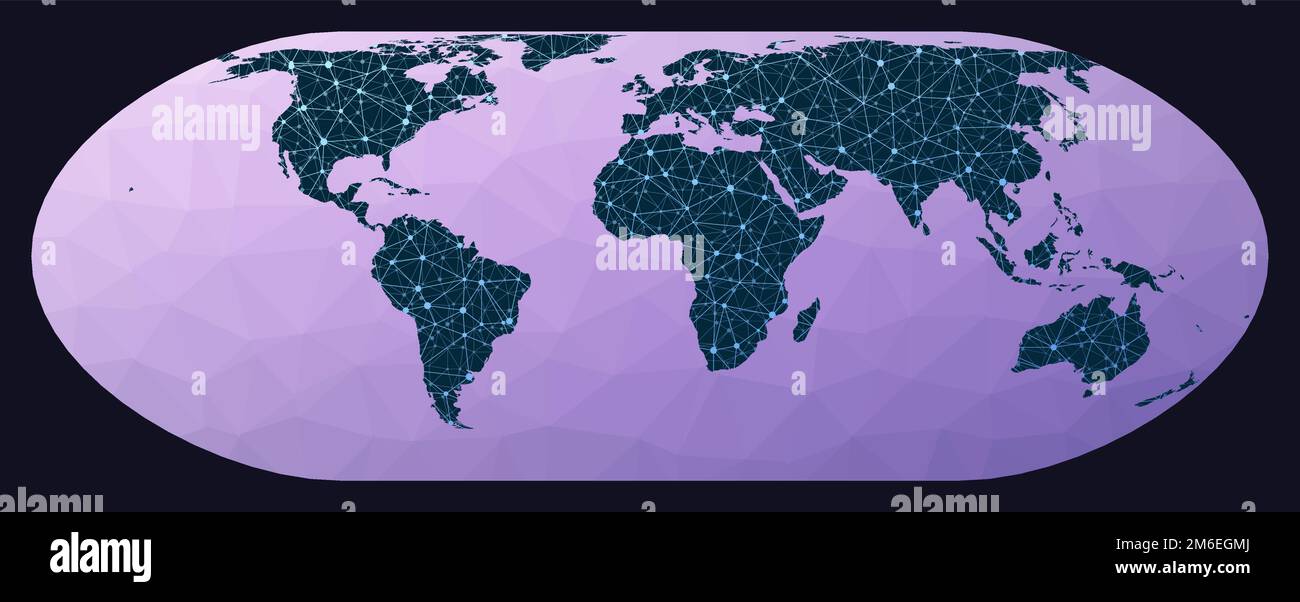 World Map With Nodes Nell Hammer Projection World Network Map Wired Globe In Nell Hammer