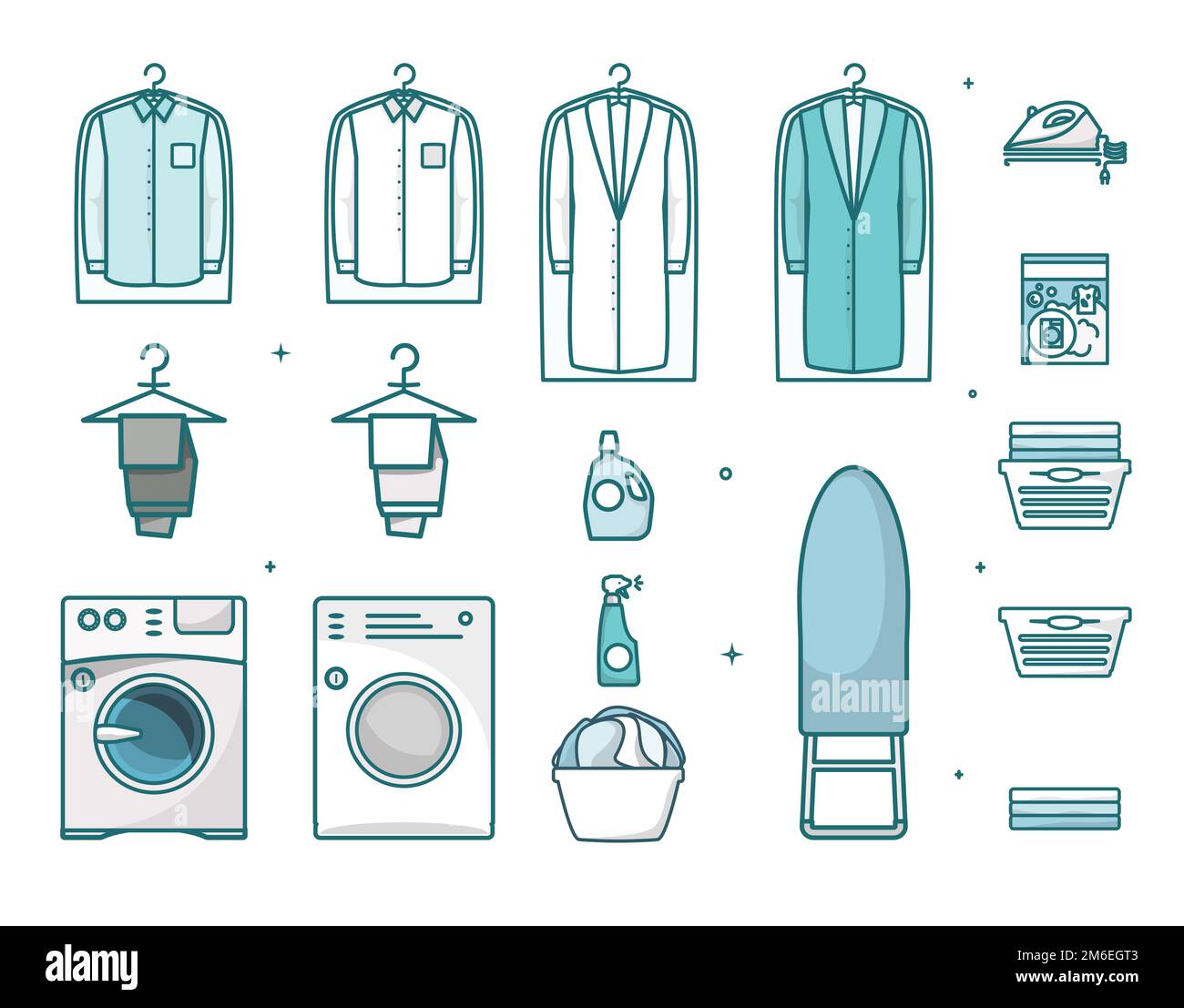 Laundry thin line art icon set, vector isolated illustration Stock ...