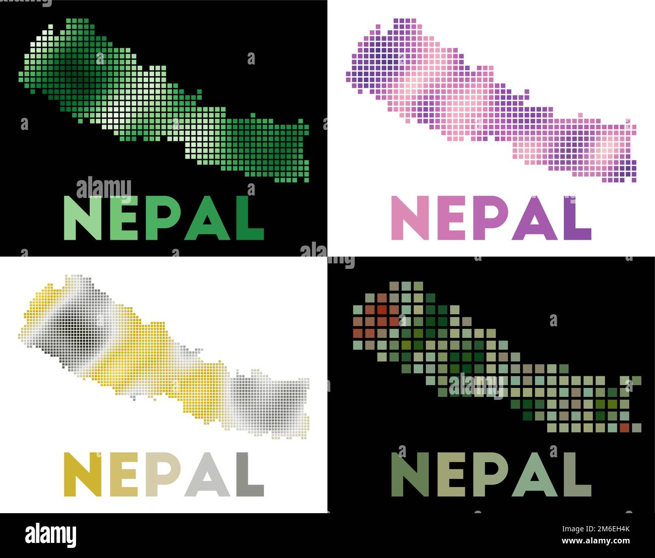 Nepal map. Collection of maps of Nepal in dotted style. Borders of the ...