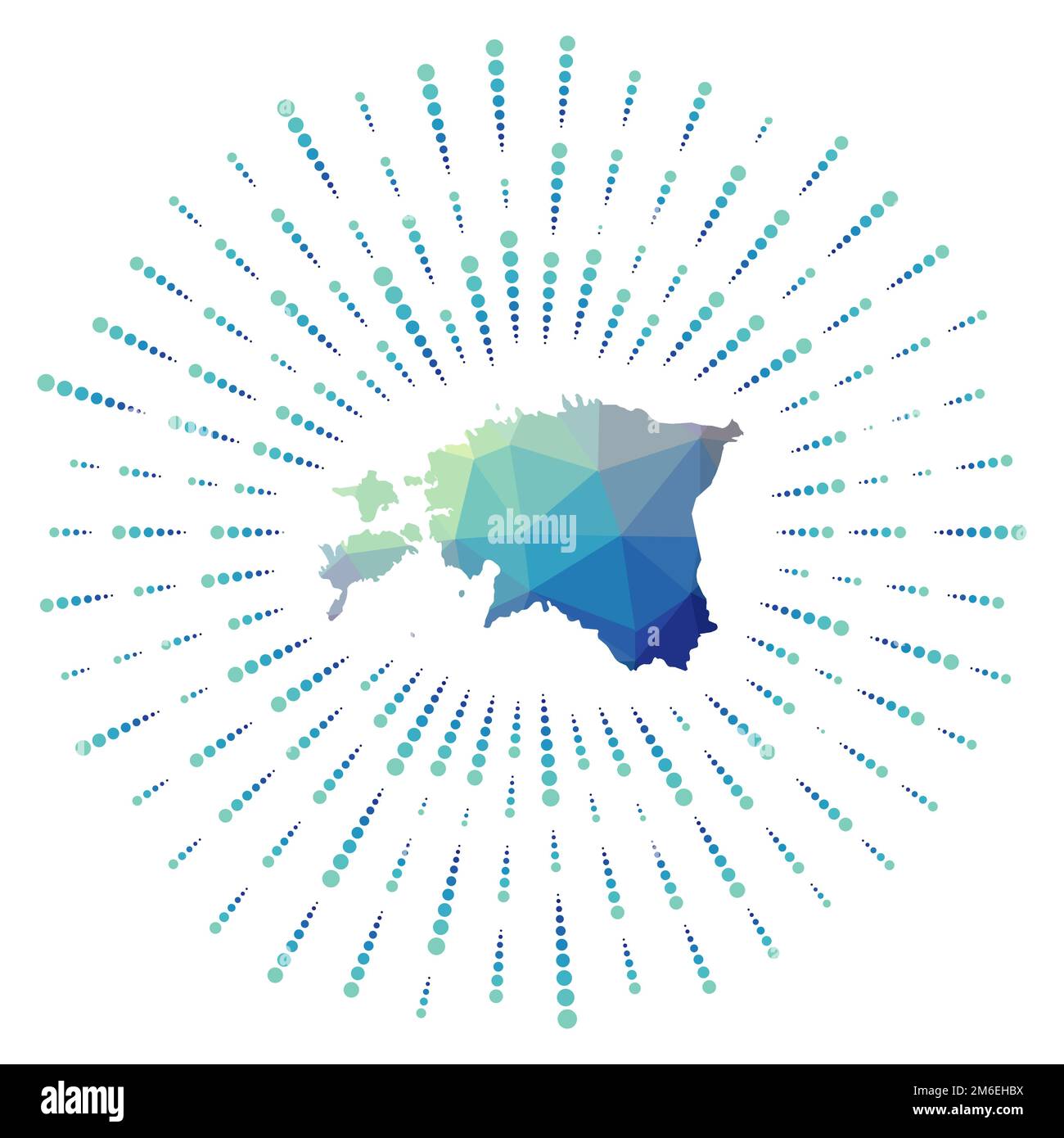 Shape of Estonia, polygonal sunburst. Map of the country with colorful ...