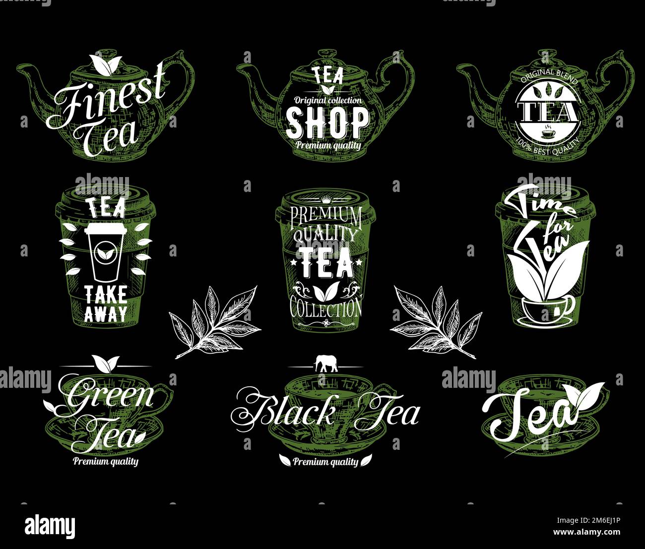 Tea emblem, logo, badge and label vector set Stock Vector Image & Art ...
