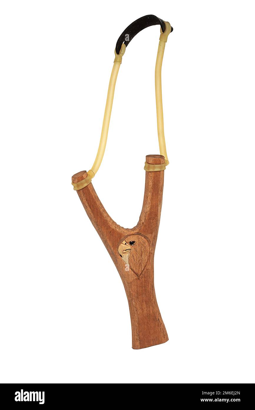 colorful wooden slingshot isolated on white background Stock Photo - Alamy