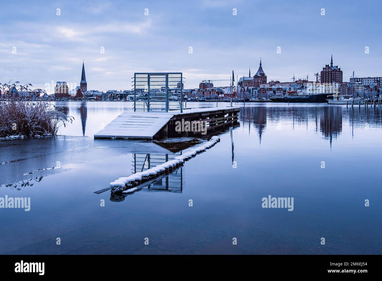 View Over The Warnow River To The Hanseatic City Of Rostock In Winter ...