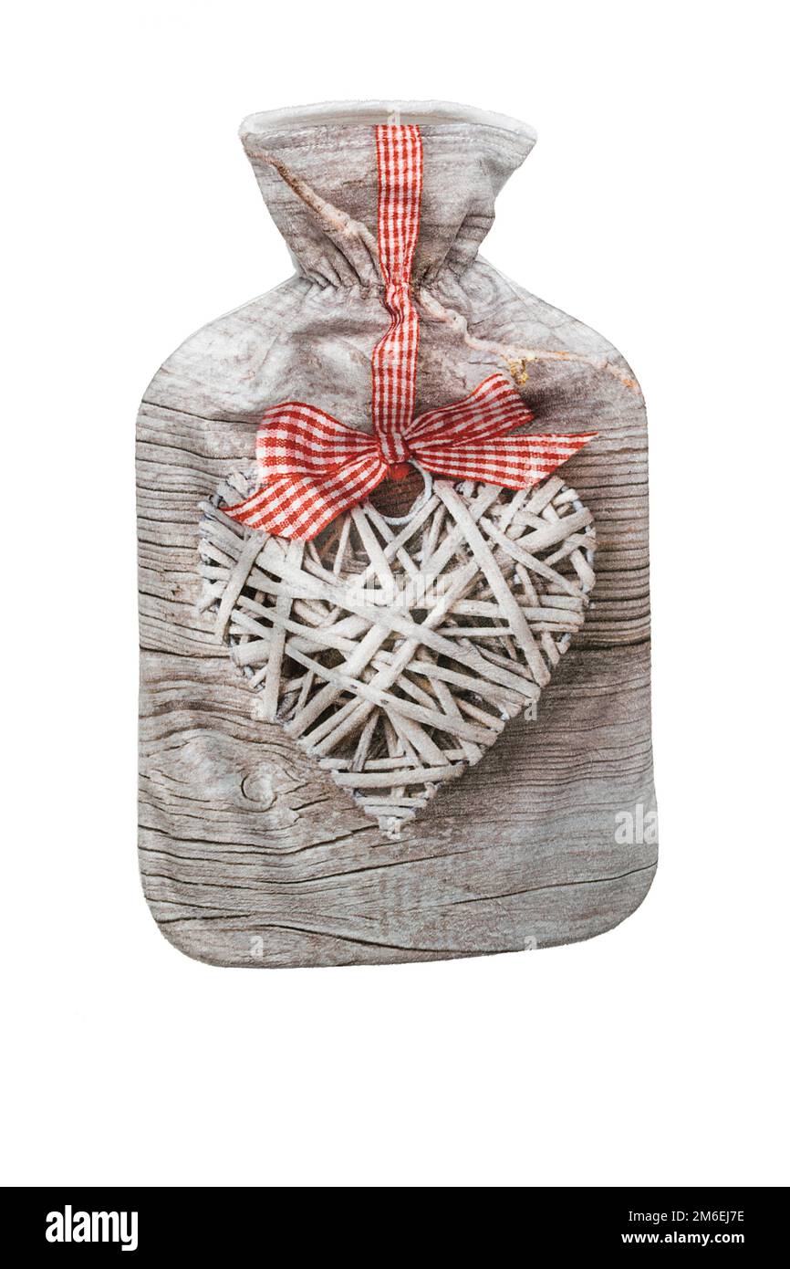hot water bottle in fabric or rubber to warm up. Isolated on white ...
