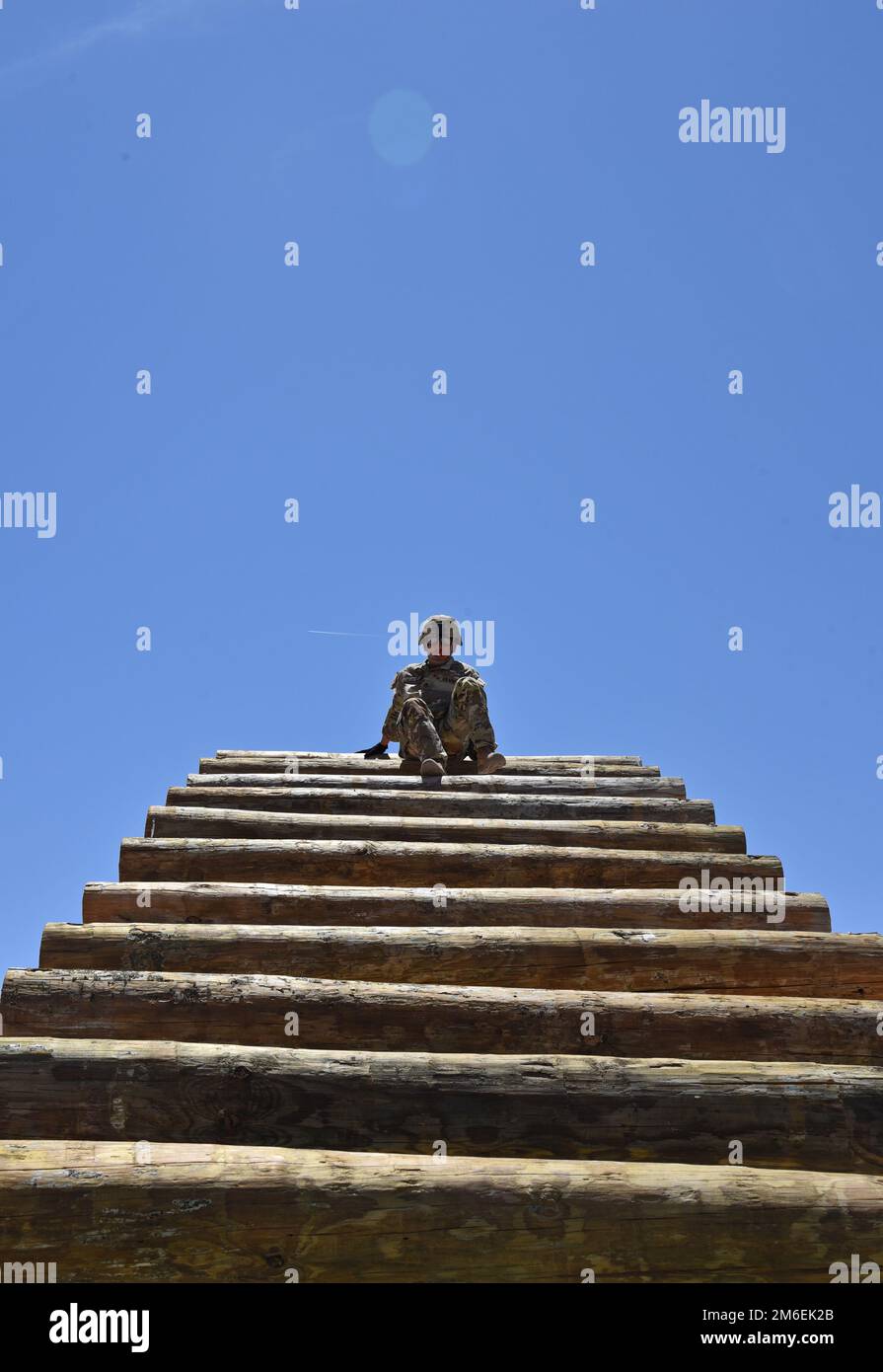 Staff Sgt. Erick Alvarez takes on the obstacle course on April 26, 2022 ...