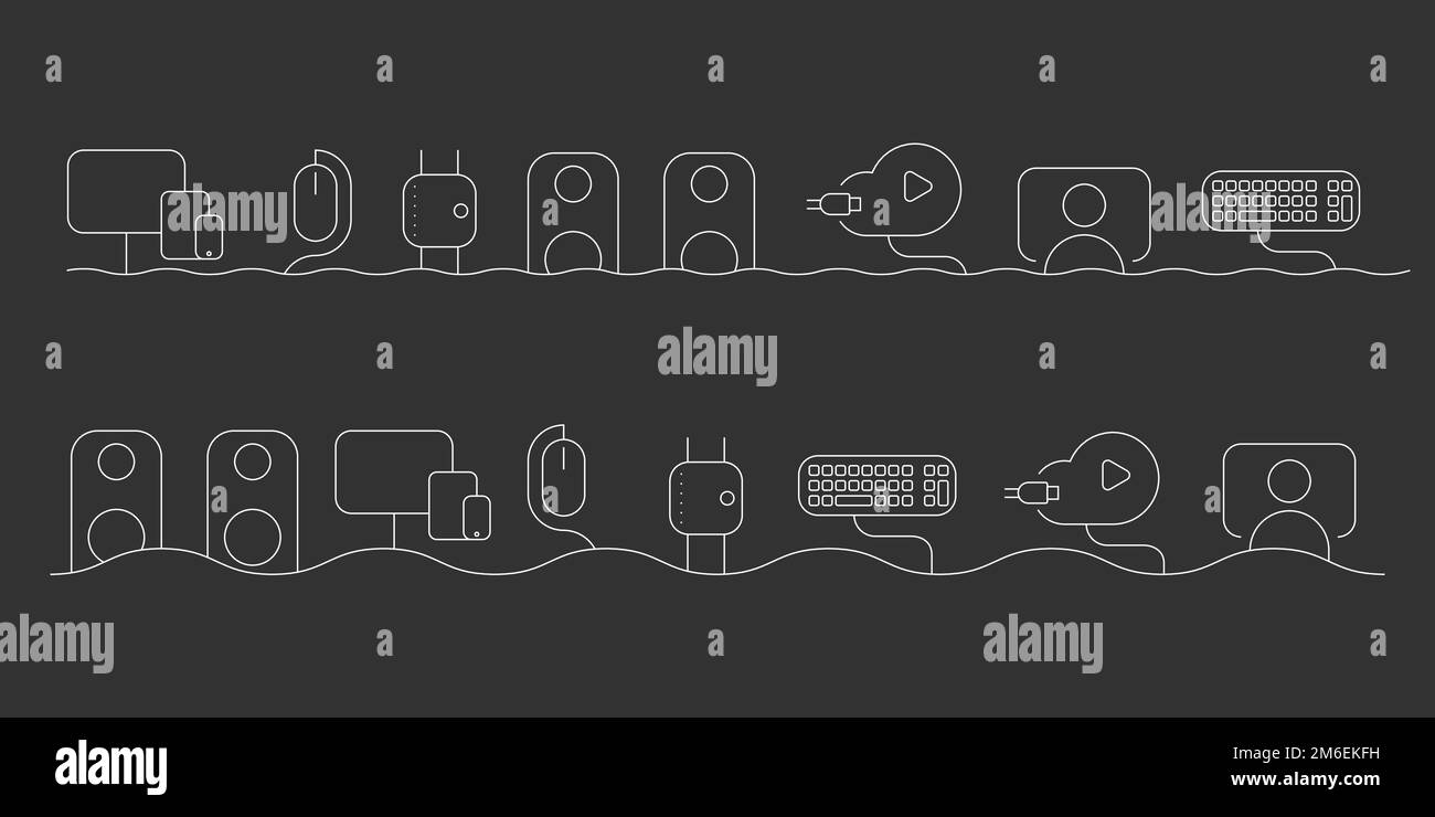 Continuous line drawing related to the gadgets Stock Vector Image & Art ...
