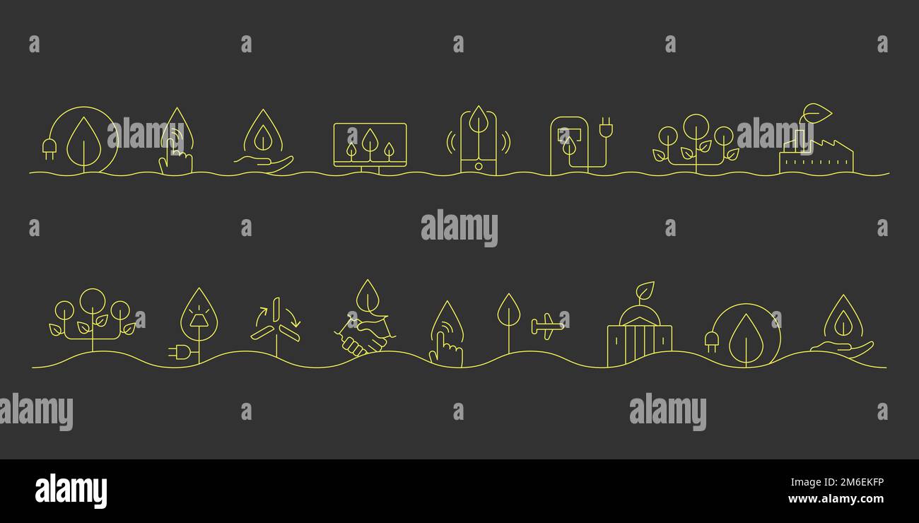 Continuous line drawing collage related to ecology Stock Vector Image ...