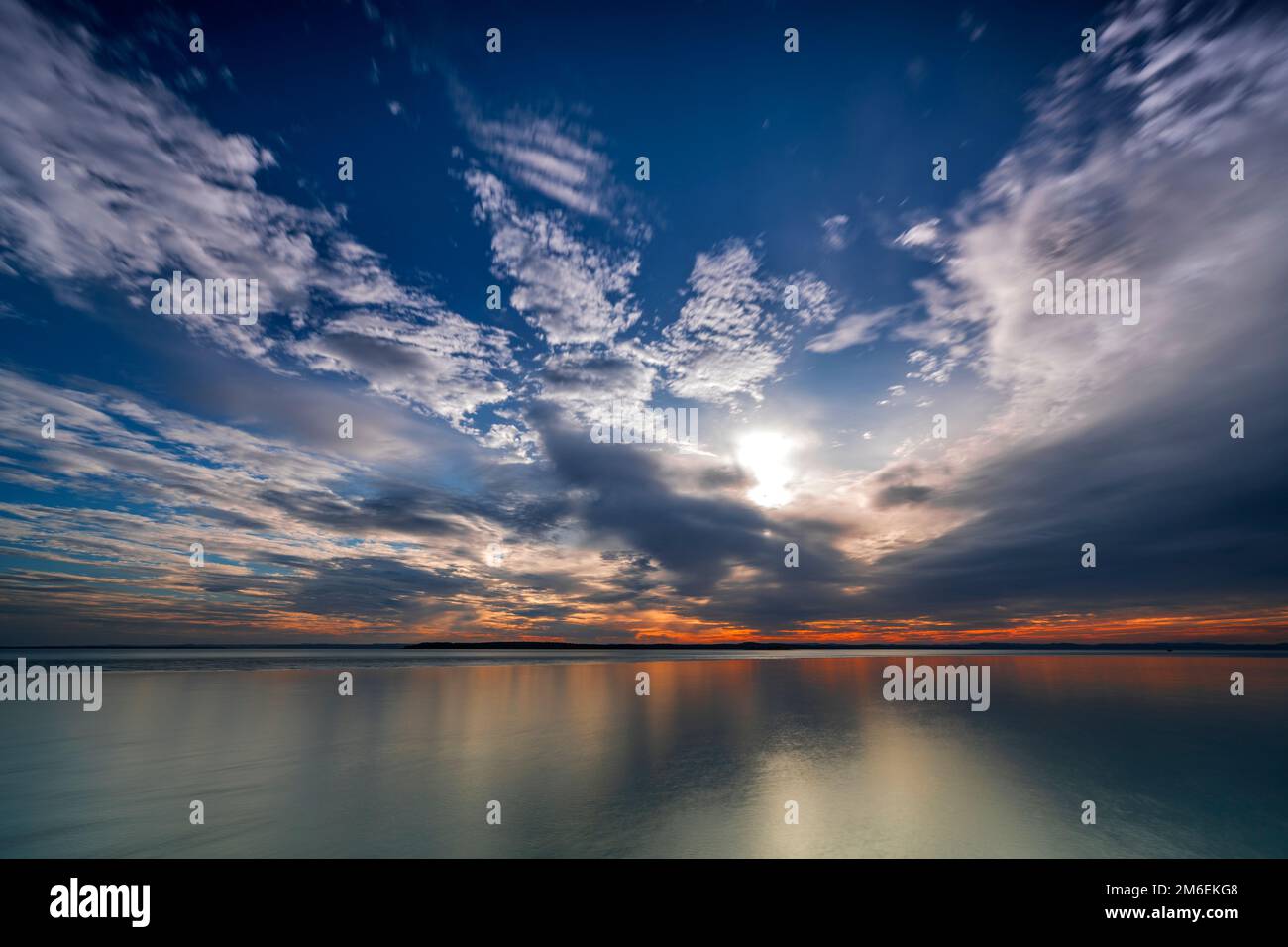 Peaceful sunrise over Great Sandy Straits, Hervey Bay, Queensland ...