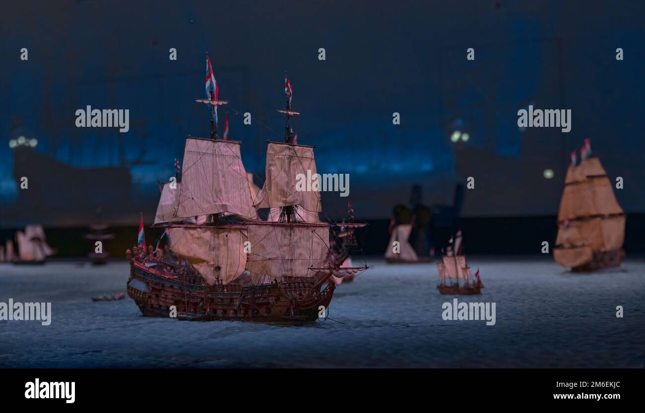 miniature of a old sailing ship Stock Photo - Alamy