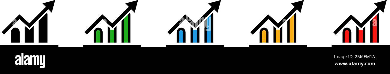 Colorful bar chart icon set. Chart icon set. Editable vector Stock ...