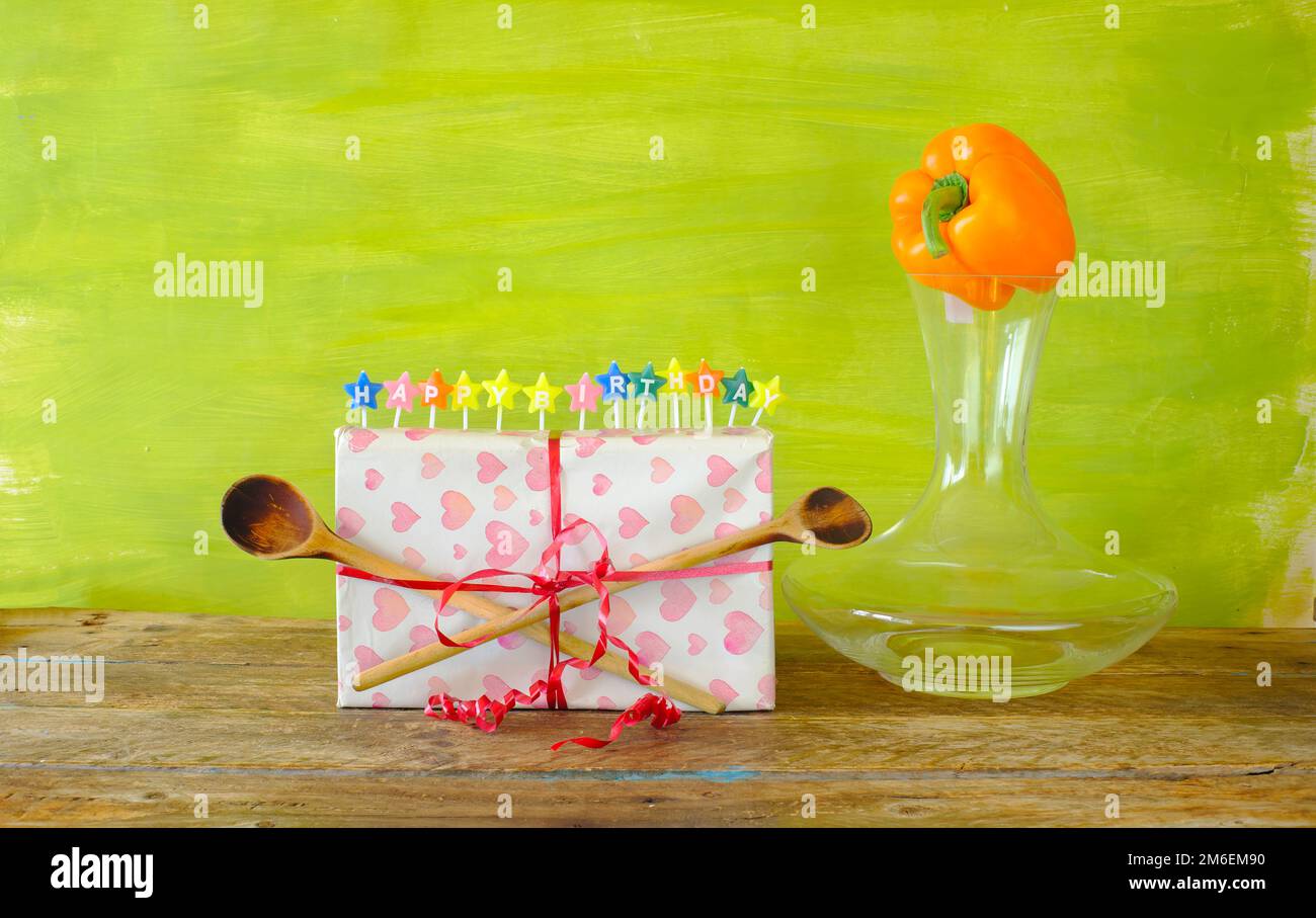 cookbook as birthday present, lettering happy birthday, kitchen ...