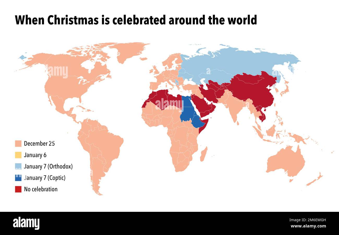 When Christmas is celebrated in the different world countries Stock ...