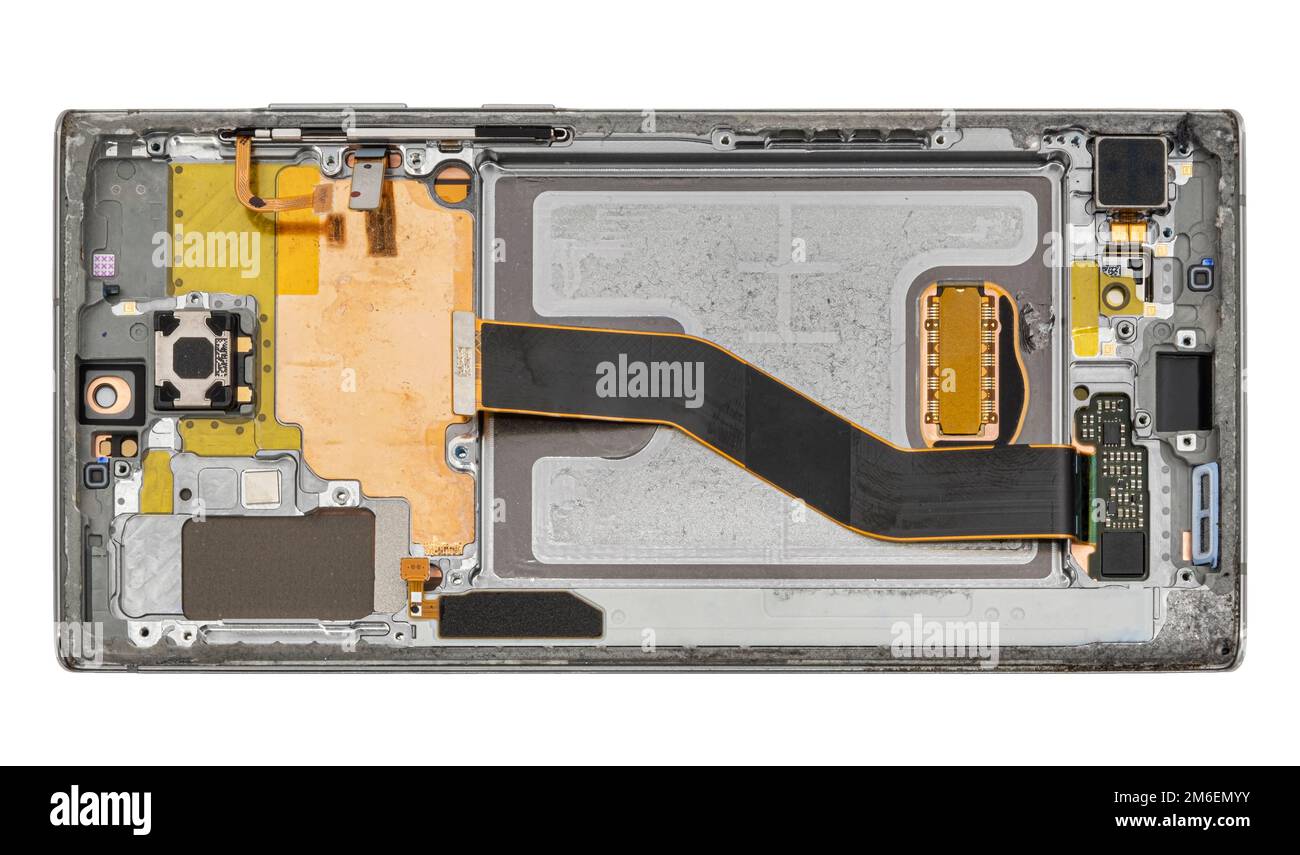 An inside view of a smartphone disassembled display Stock Photo - Alamy