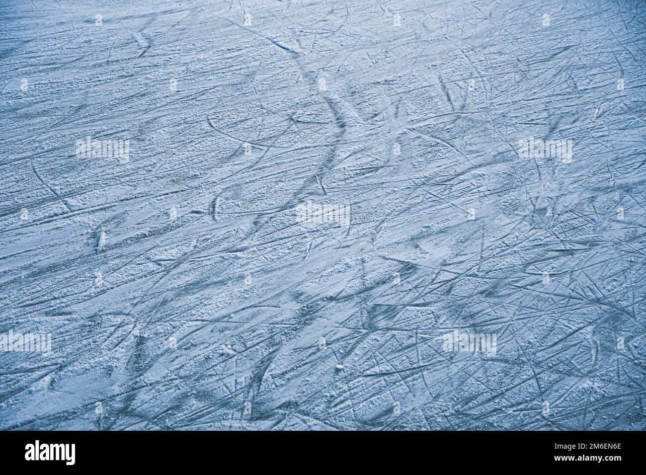 Ice In Skate Scratches, Close View Stock Photo - Alamy