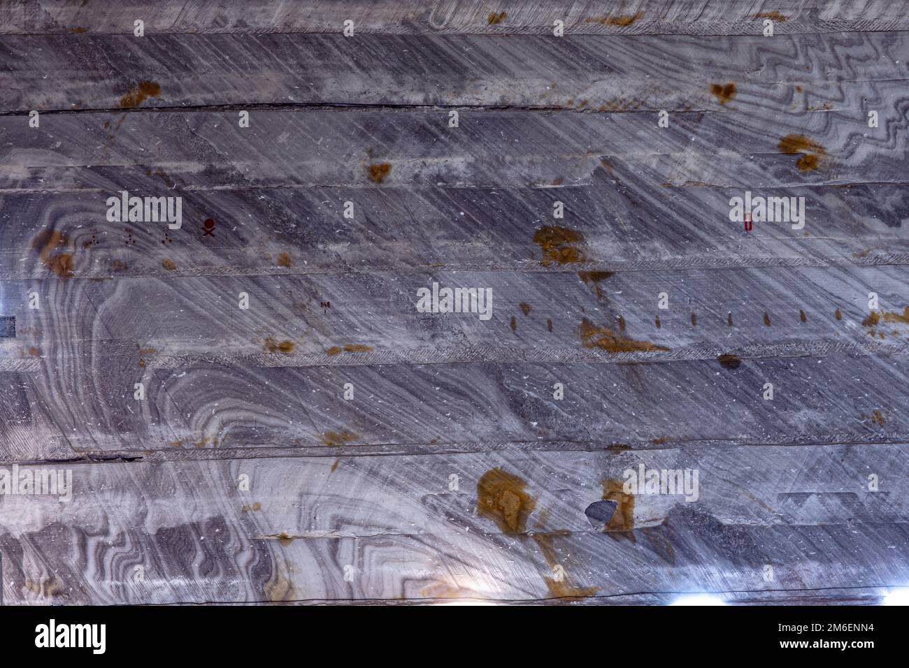 texture of natural, raw salt in an underground salt mine, Turda salt ...
