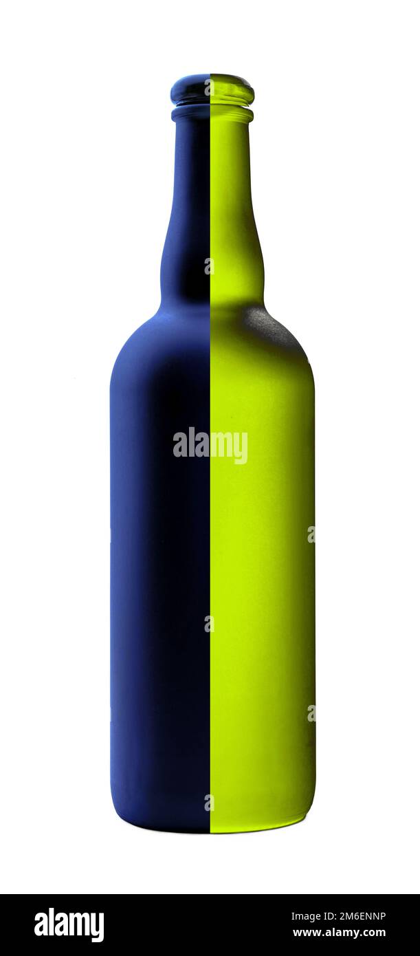 two color matte wine bottle on white background Stock Photo - Alamy