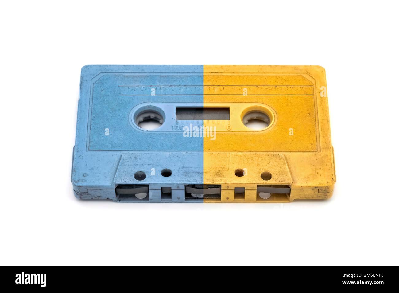 two color old audio cassette tape isolated on white Stock Photo - Alamy