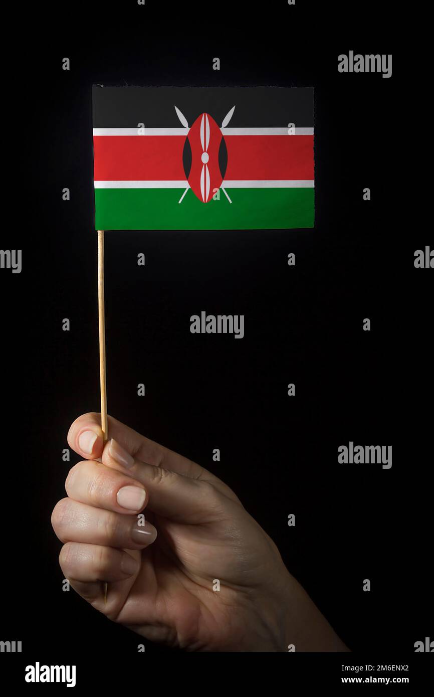 Hand with flag of Kenya Stock Photo - Alamy