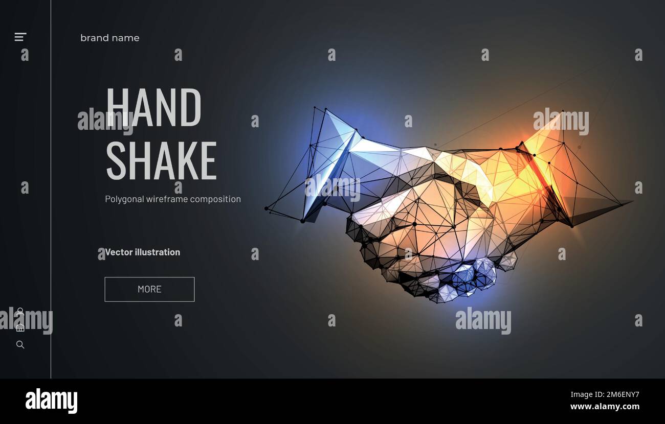 Handshake. Abstract illustration isolated on black background ...