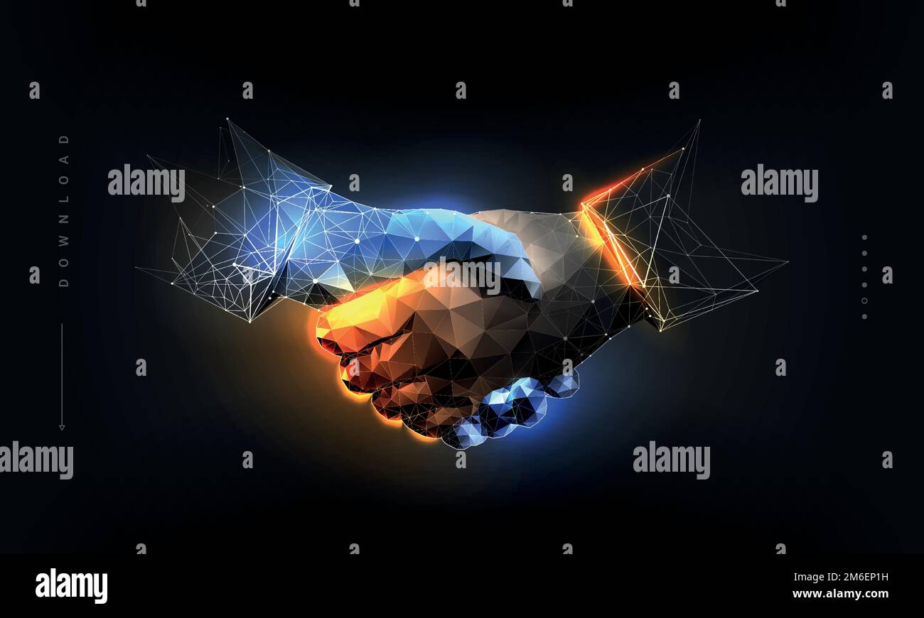 Handshake. Abstract illustration isolated on black background ...