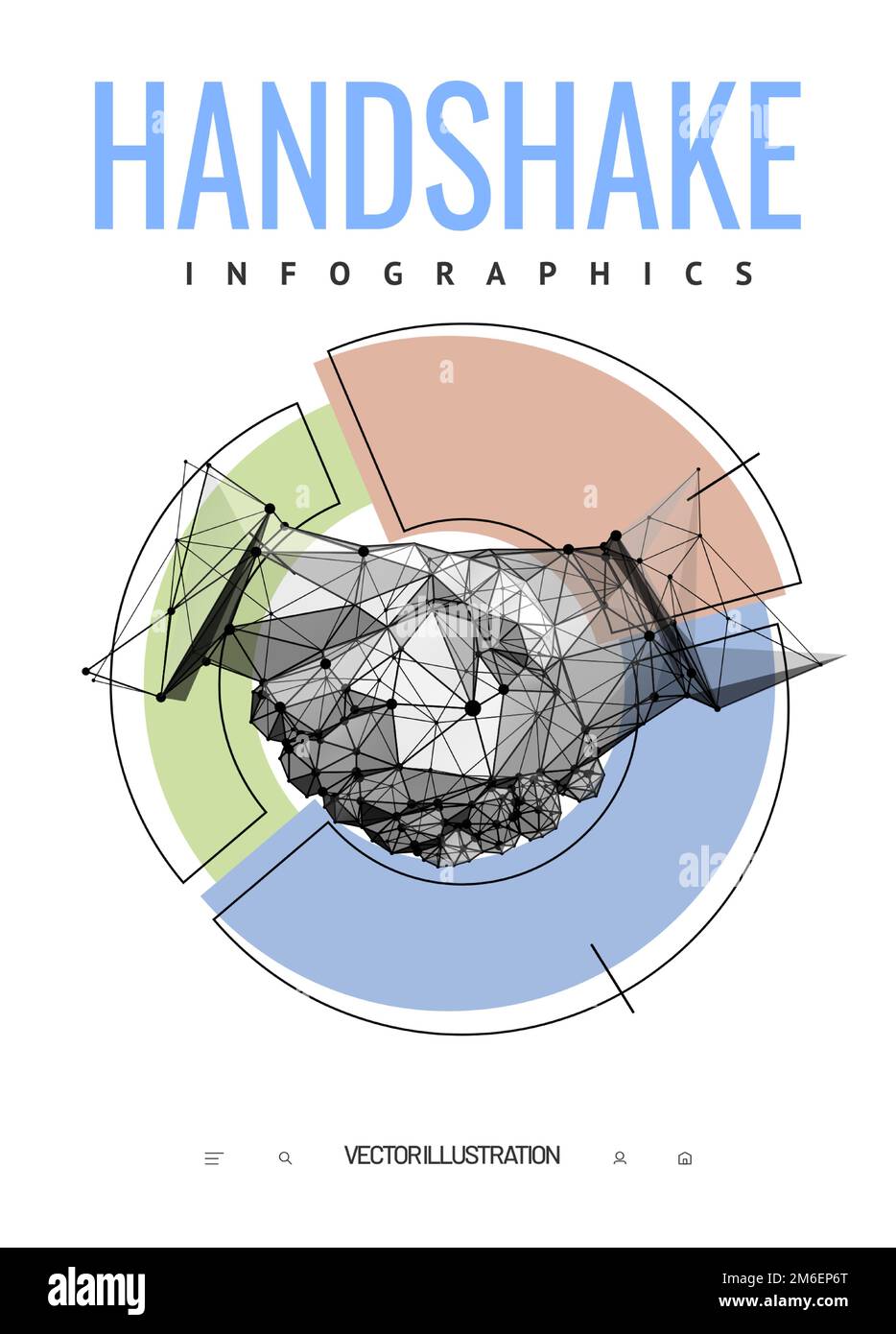 Handshake. Polygonal wireframe composition. Infographics brochure ...