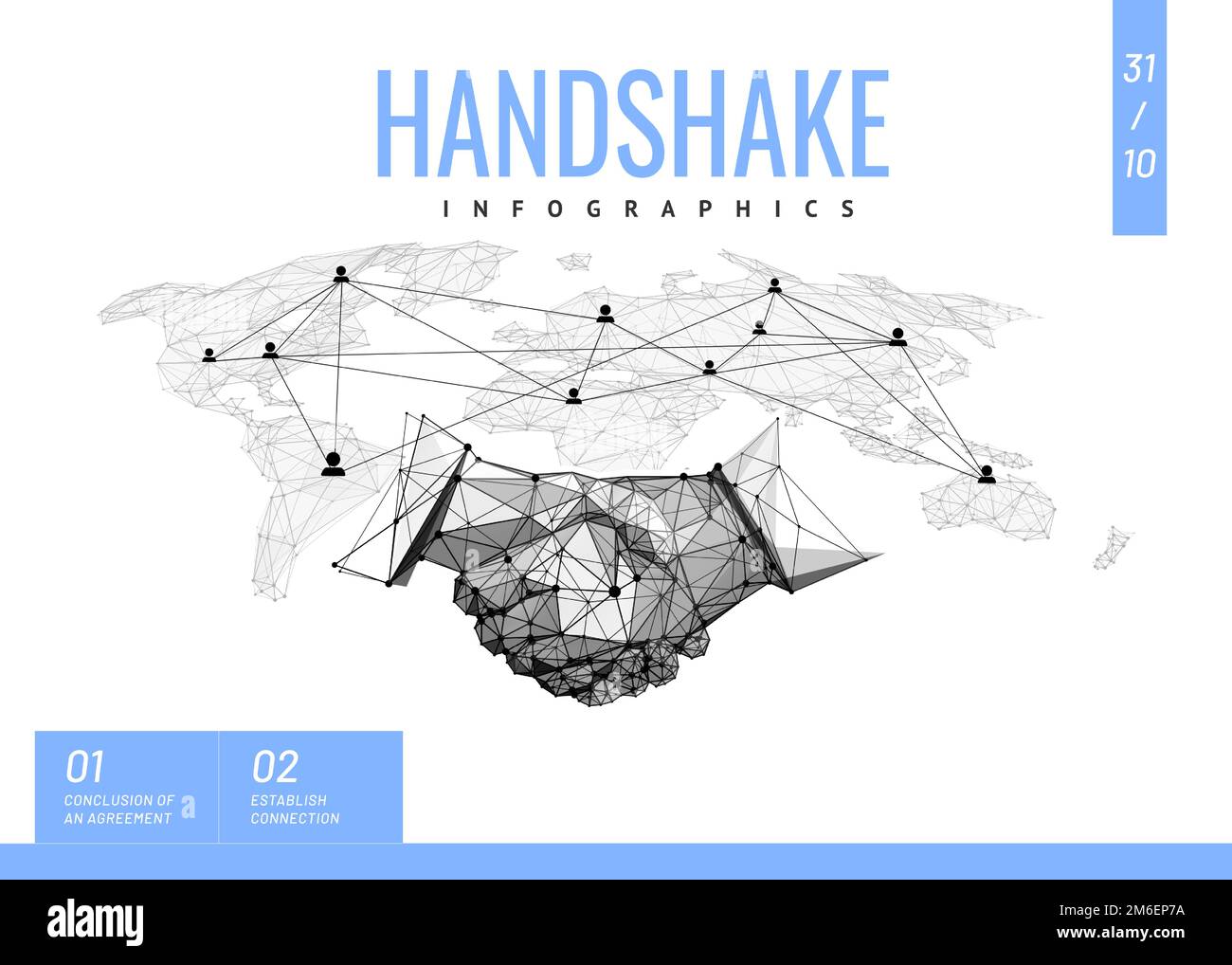 Handshake. Polygonal wireframe composition. Infographics brochure ...