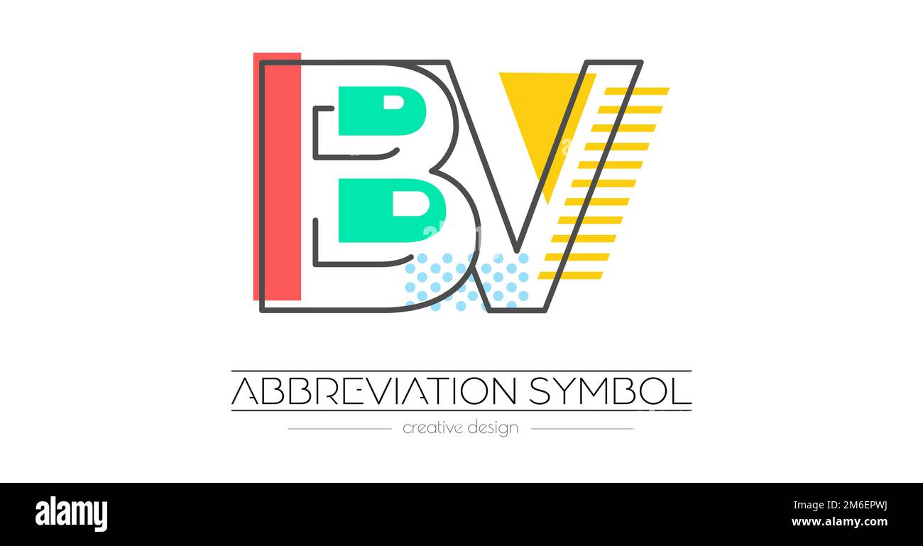 Letters B and V. Merging of two letters. Initials logo or abbreviation ...
