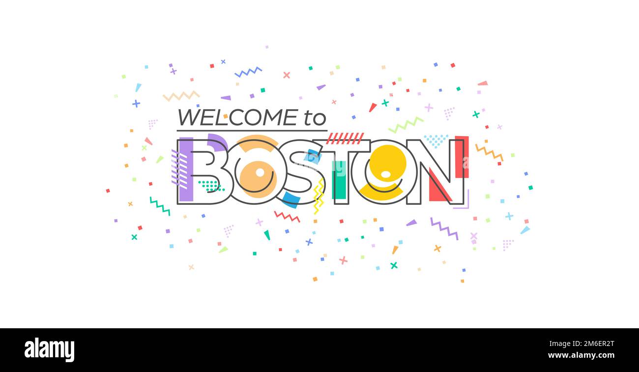 Welcome to Boston. Vector lettering for greetings, postcards, posters ...