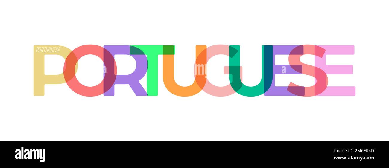 PORTUGUESE. Colorful typographic banner. Vector illustration for ...