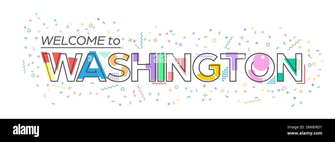 Welcome to Washington. Vector lettering for greetings, postcards ...