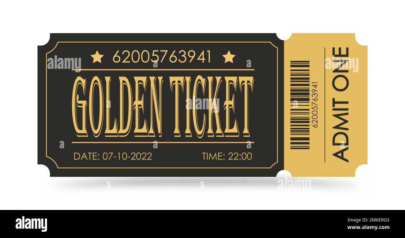 Golden Ticket. Vector illustration for websites, applications, cinemas ...