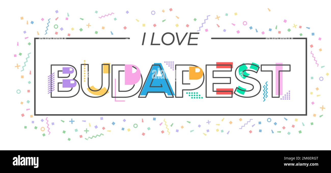 I love Budapest. Vector lettering for postcards, posters, posters and ...