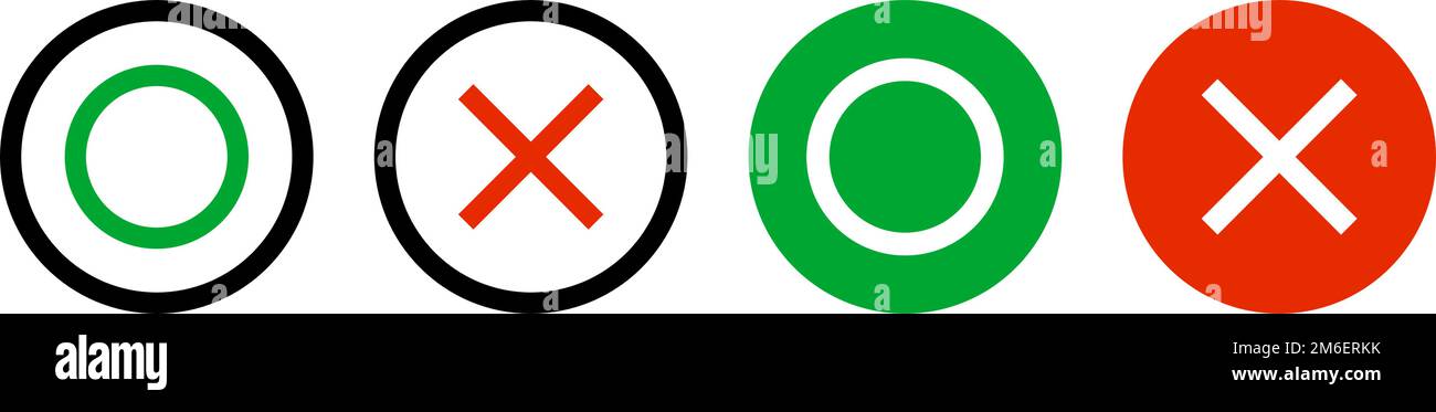 Various circles and cross mark icons set. Correct and incorrect ...