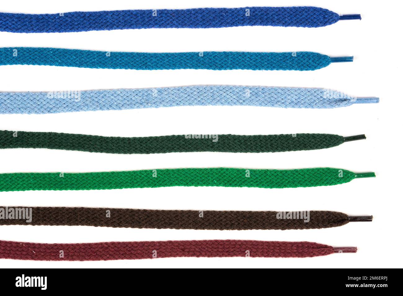 Collection of colored cotton laces for shoes Stock Photo - Alamy