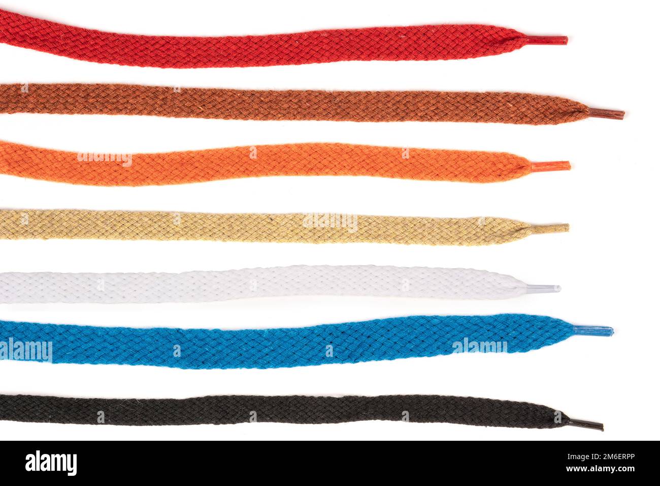 Collection of colored cotton laces for shoes Stock Photo - Alamy