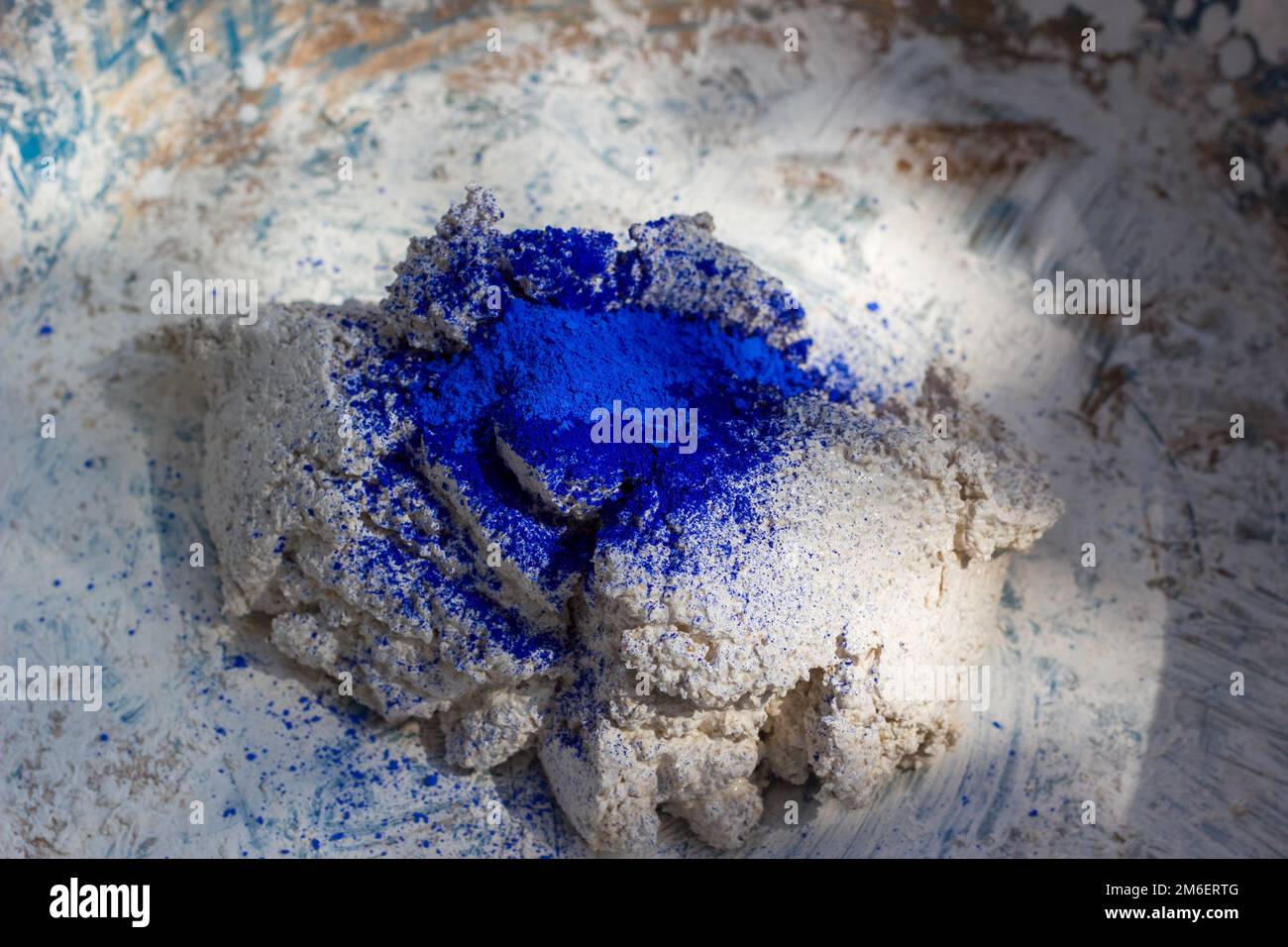 The blue bleach powder on the soap Stock Photo - Alamy
