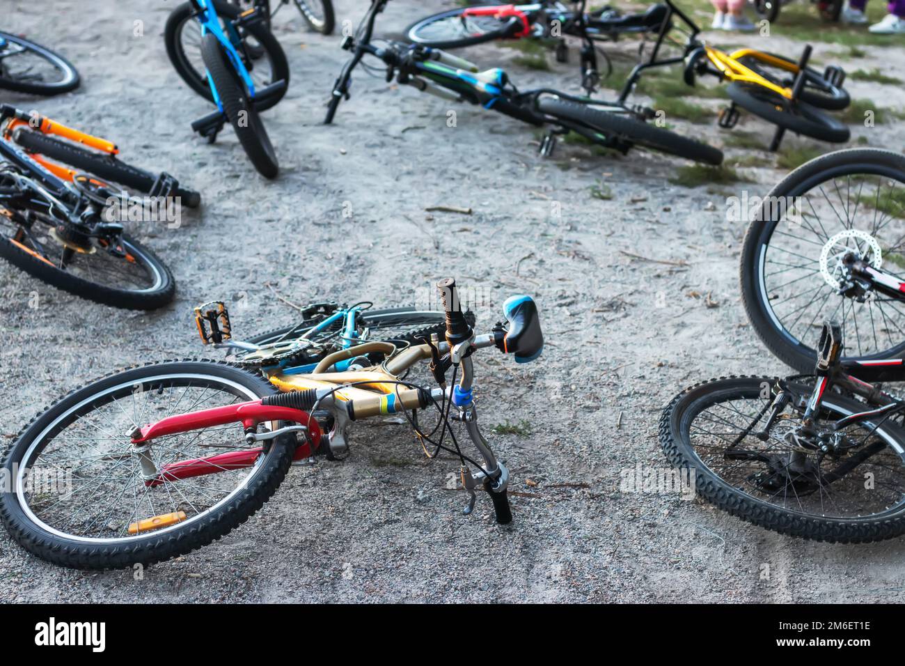 Bicycles on ground hi-res stock photography and images - Alamy