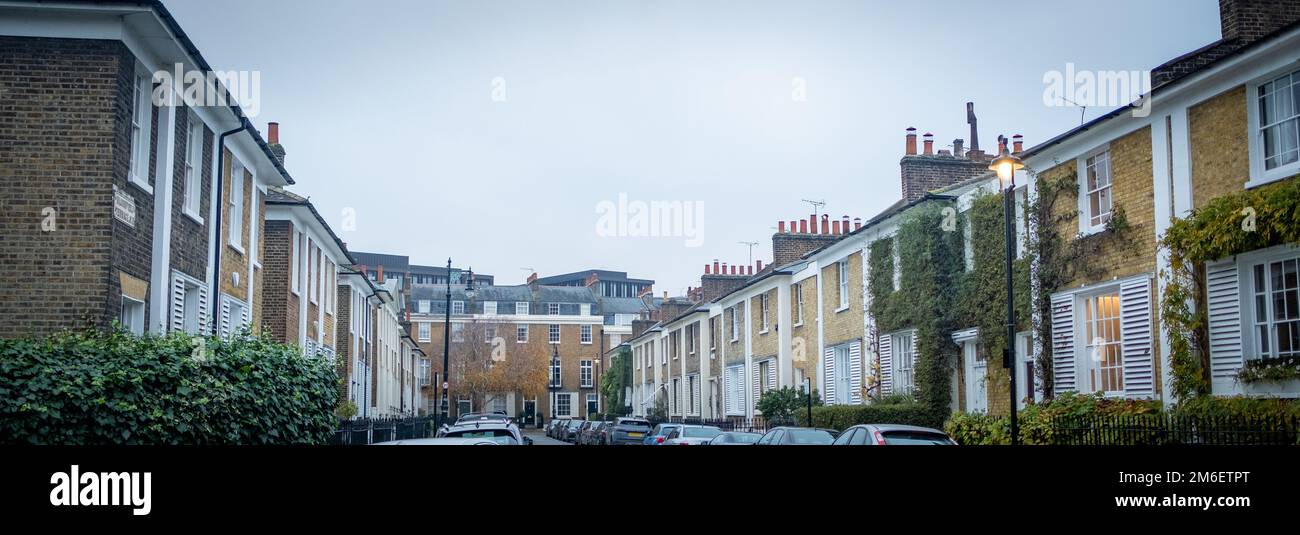 Attractive street of residential terraced houses SW1 South West London ...