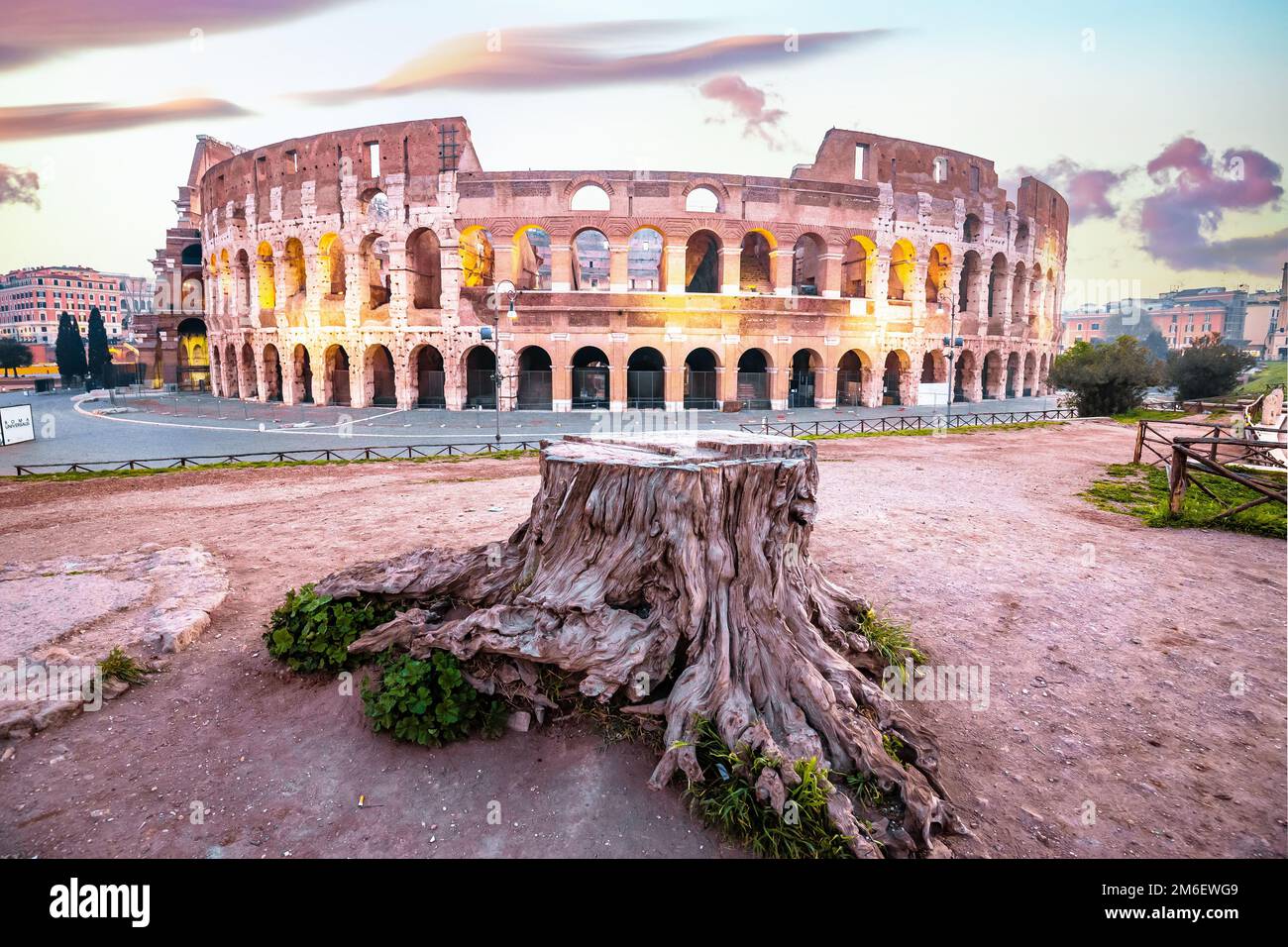 Colosseum famous landmark in Rome dawn view, capital of Italy Stock ...