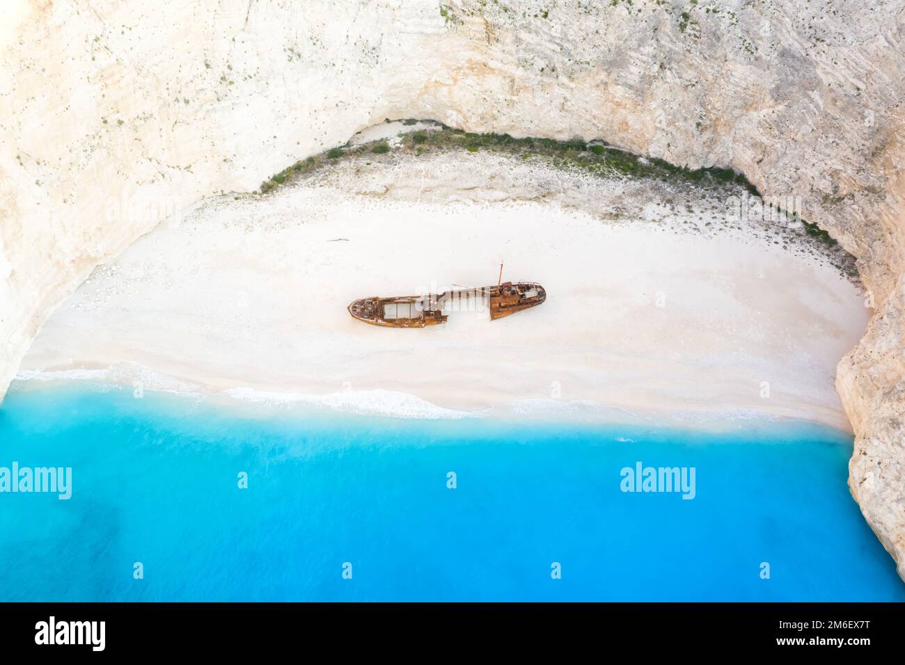 Zakynthos Insel Griechenland Strand Schiffswrack Schiff Wrack shipwreck Navagio Beach Drohne ...
