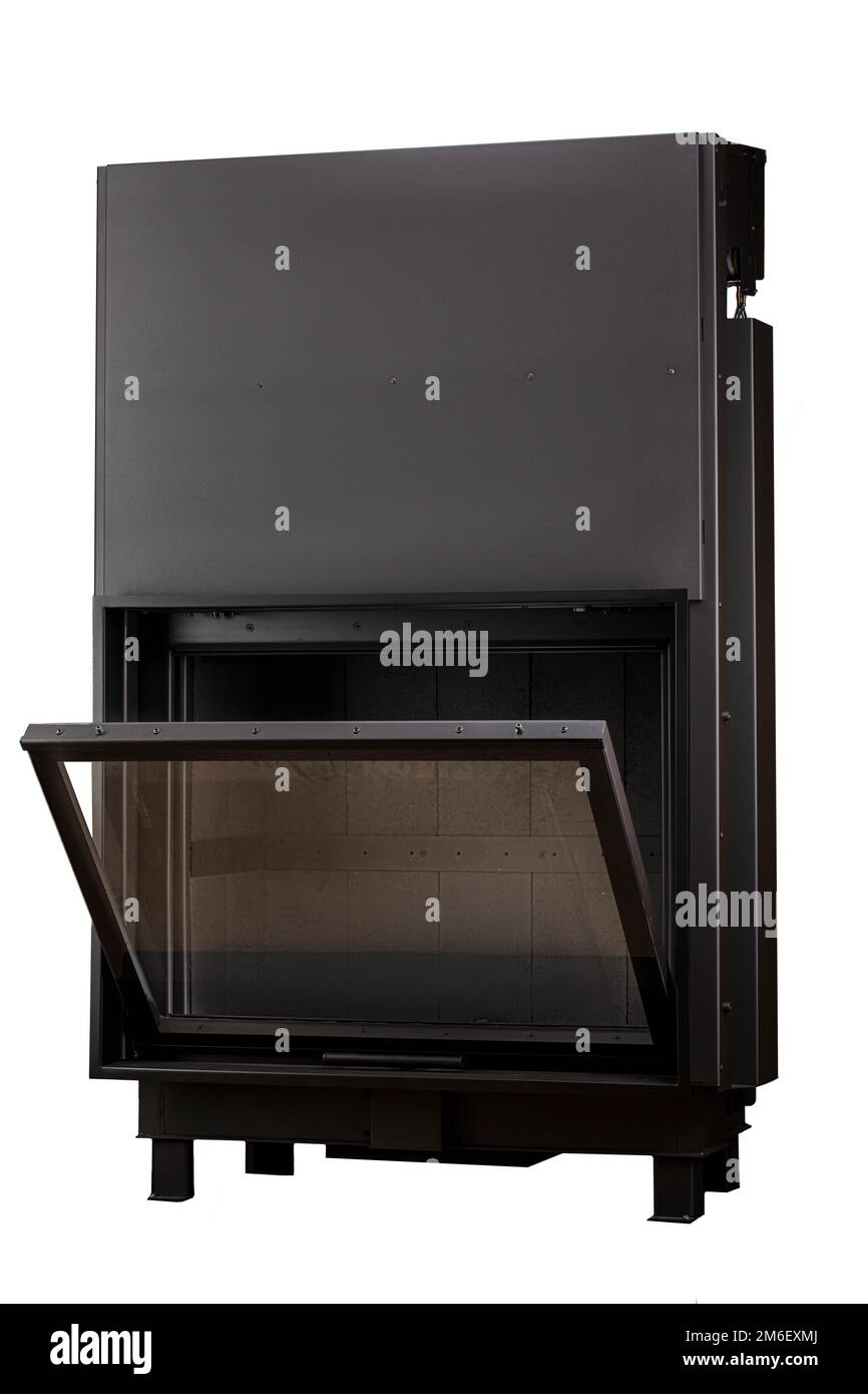 Modern fireplaces for heating from metal and heat-resistant glass ...