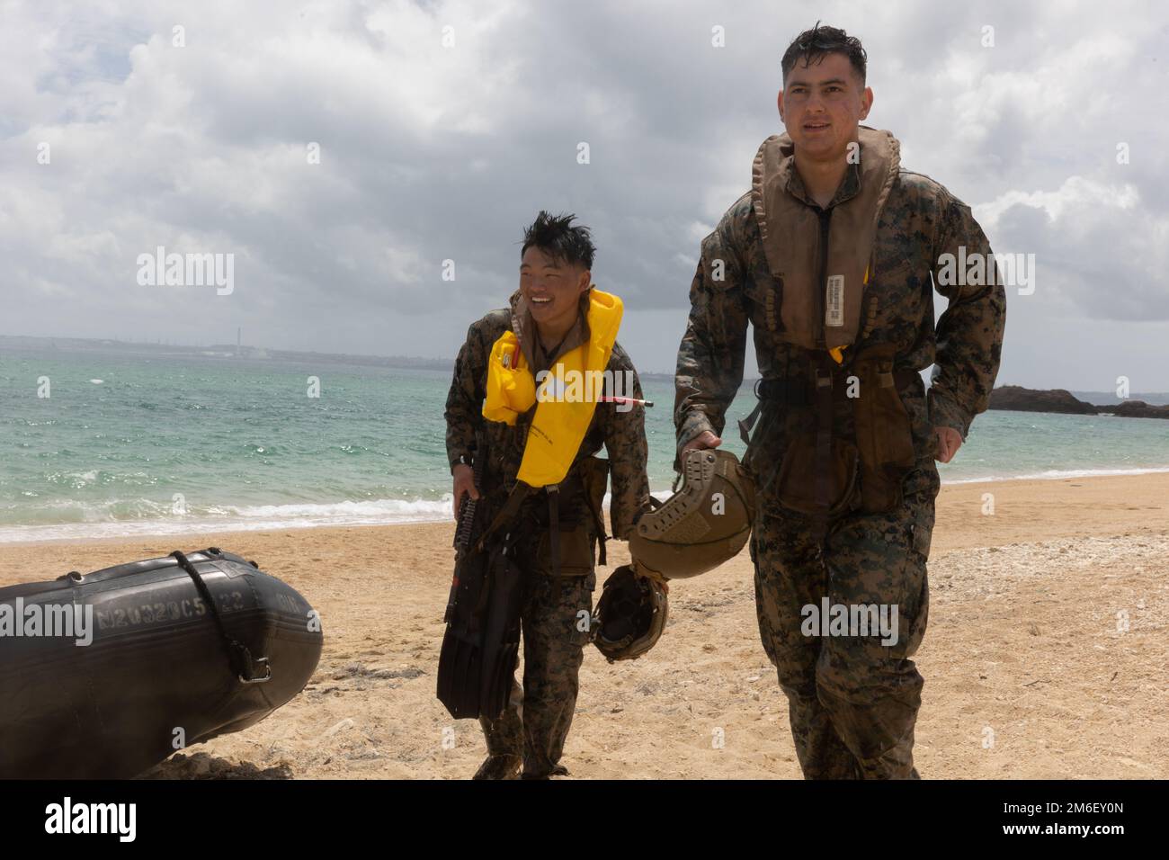 U.S. Marine Corps Lance Cpl. Ryan Nam and Lance Cpl. Bryan Carrillo ...