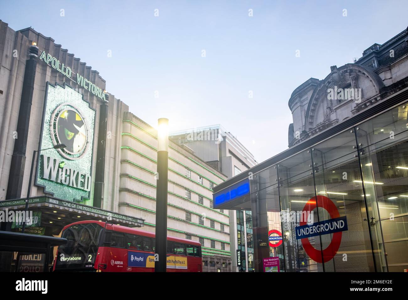 London- November 2022: The Apollo Victoria Theatre, with the long ...