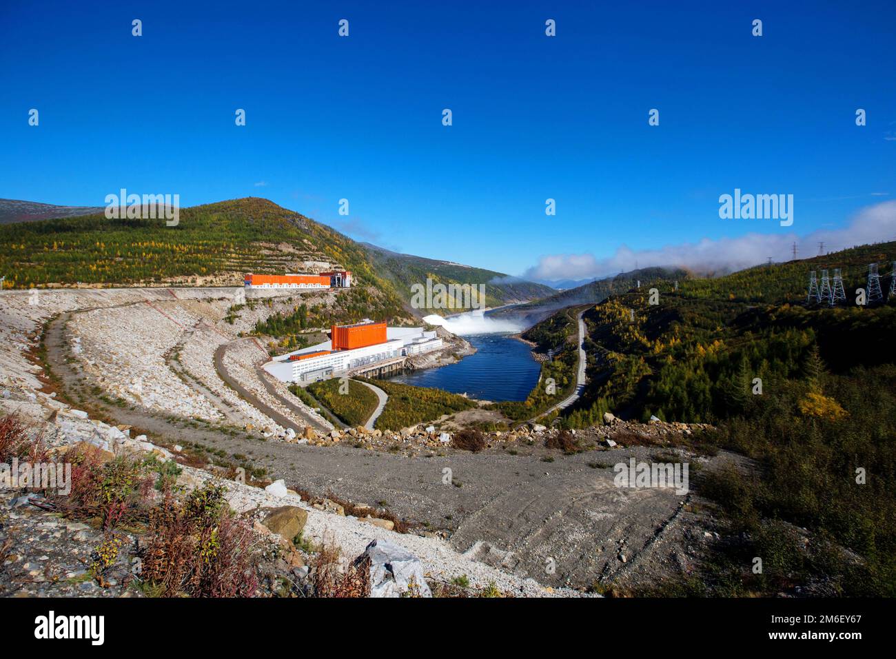 The main building of the Kolyma hydroelectric power station on the ...