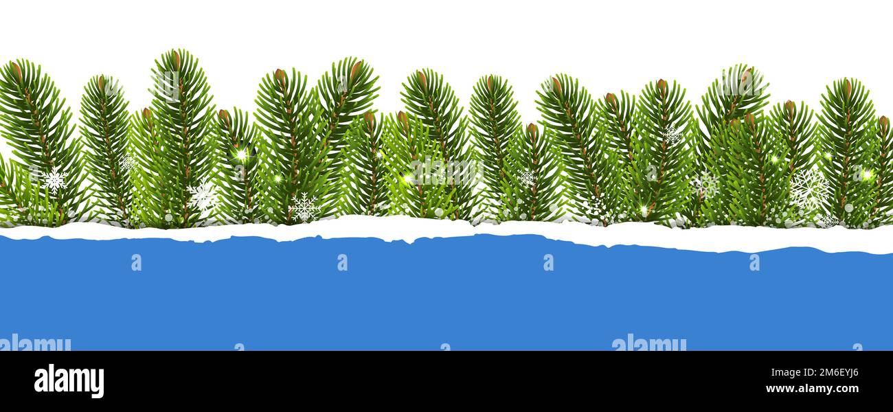 Merry Christmas Fir Tree Border White Background Stock Photo - Alamy