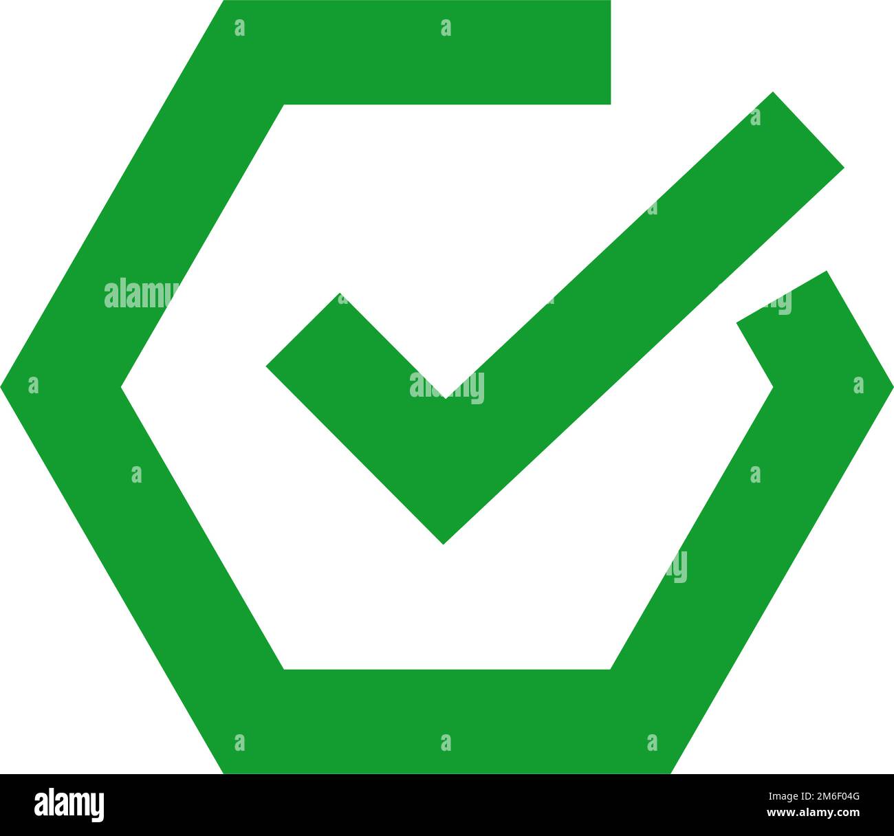 Hexagonal check mark sign. Certification badge. Editable vector Stock ...