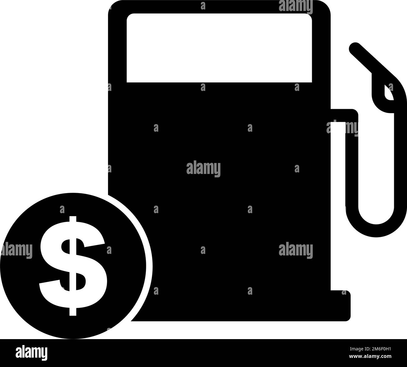 Gas station and dollar coin silhouette icon. Gasoline price. Fueling ...